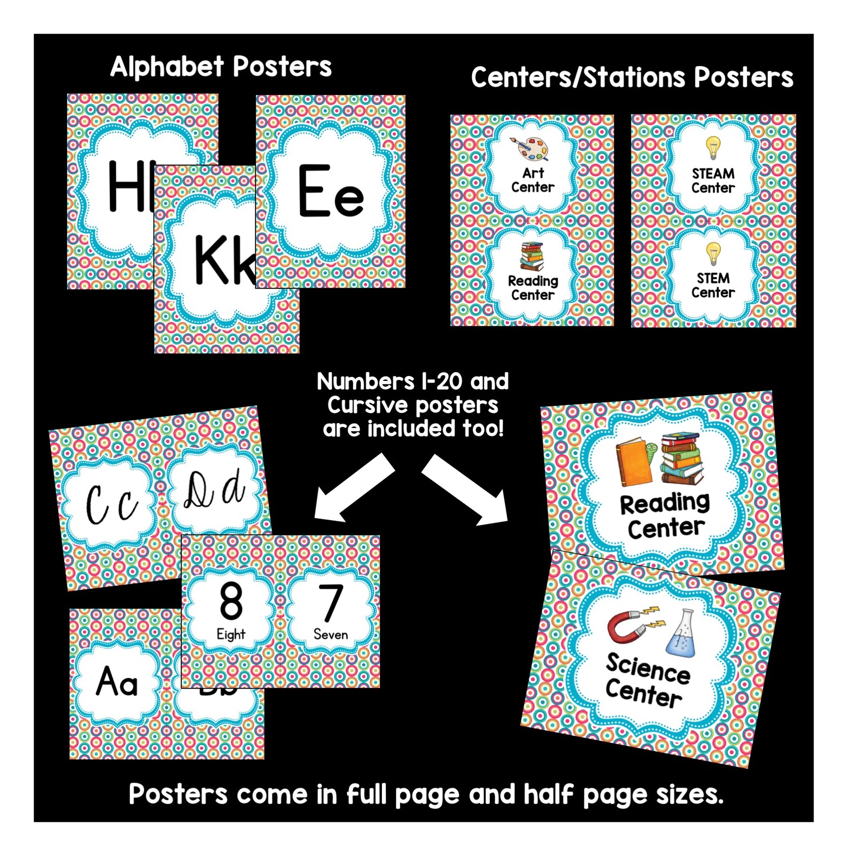 Turquoise, Purple, and Pink Dots Classroom Decor Pack #16: Everything ...
