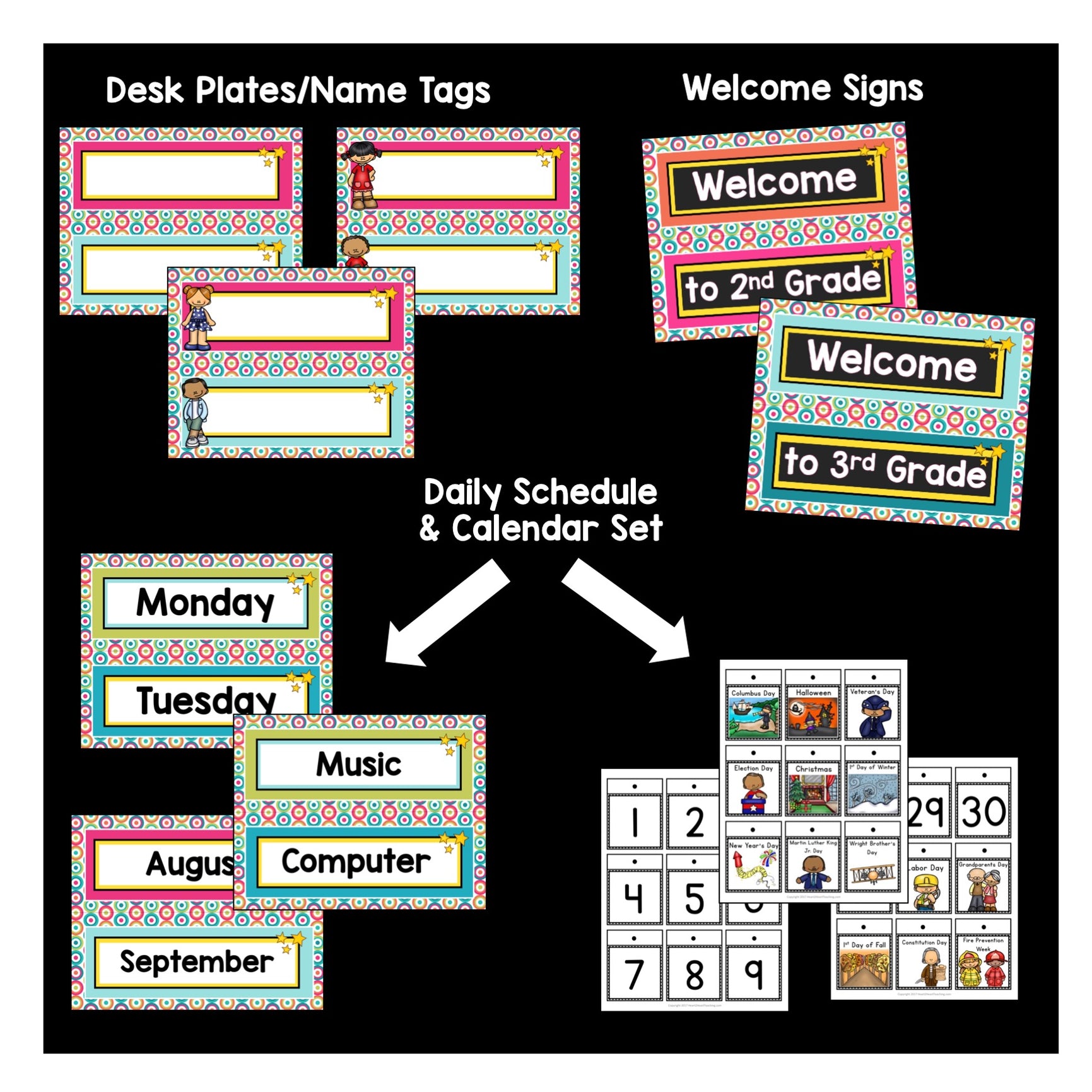 Turquoise, Purple, and Pink Dots Classroom Decor Pack #16: Everything ...