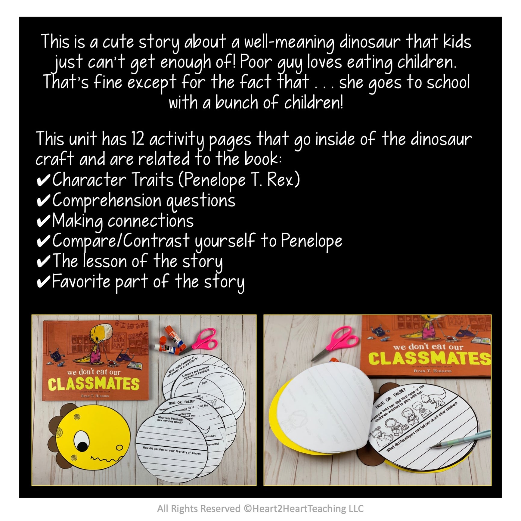 We Don't Eat Our Classmates Activity Pack and Dinosaur Craft – Heart 2 ...