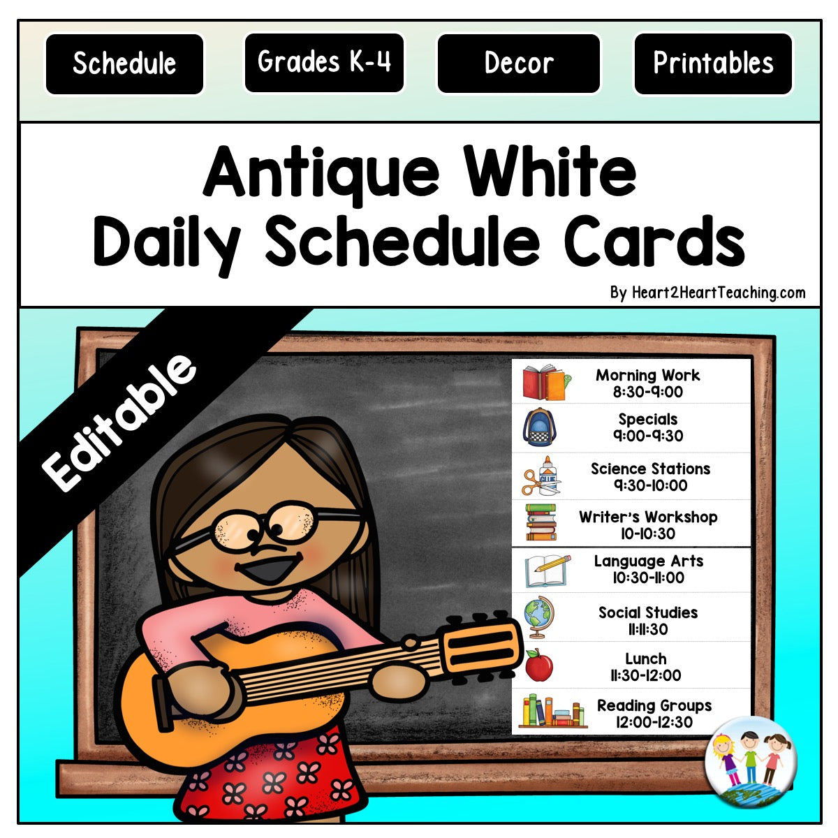 Antique White Daily Schedule Cards – Heart 2 Heart Teaching