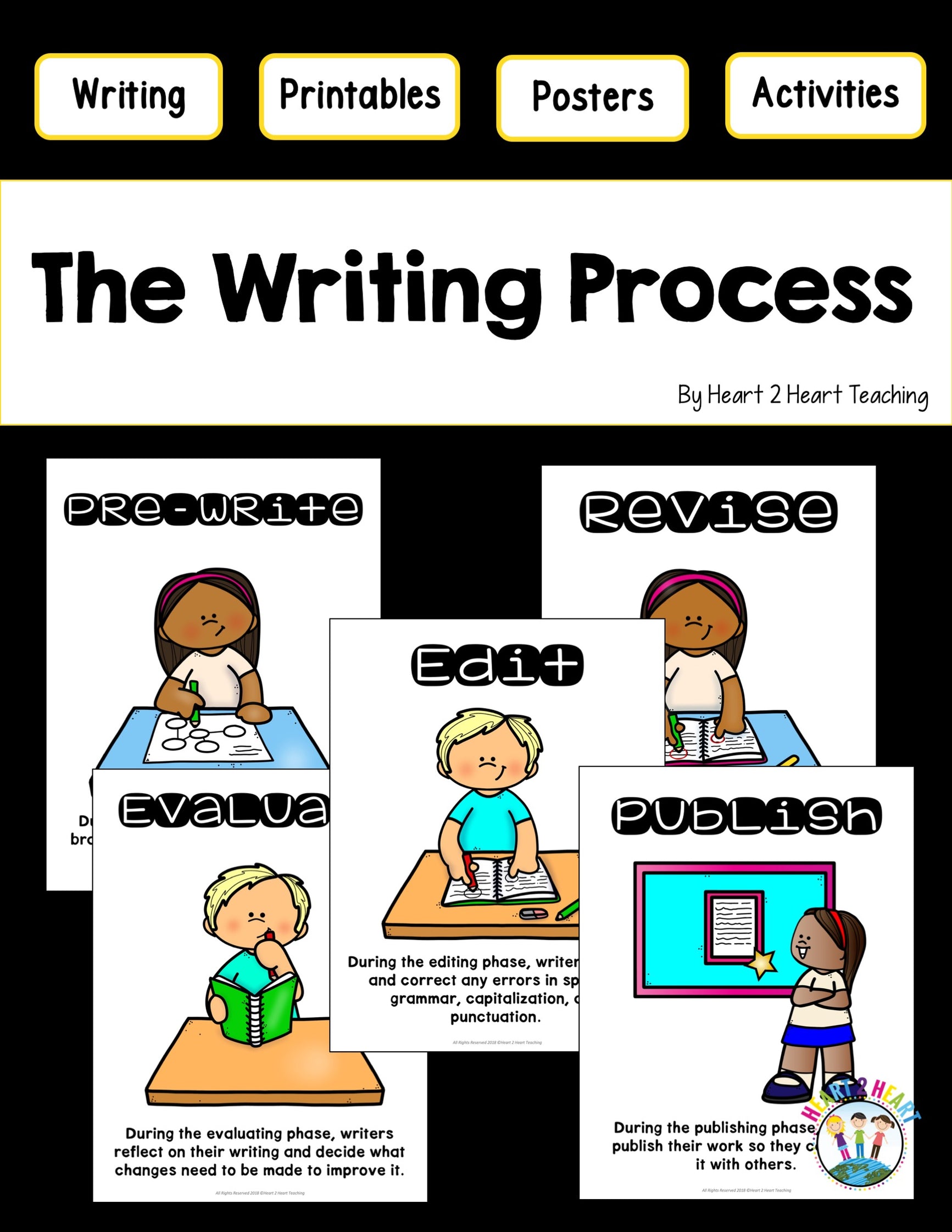 Writing Process Posters Freebie – Heart 2 Heart Teaching
