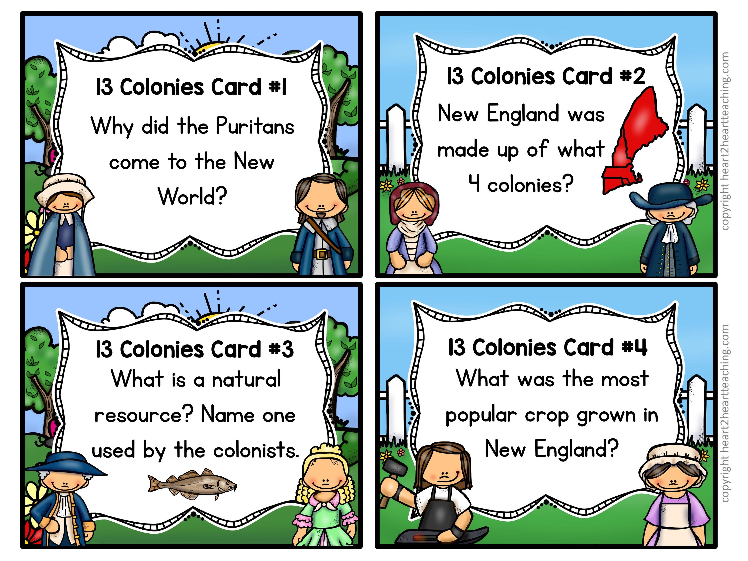 13 Colonies Task Cards Freebie – Heart 2 Heart Teaching