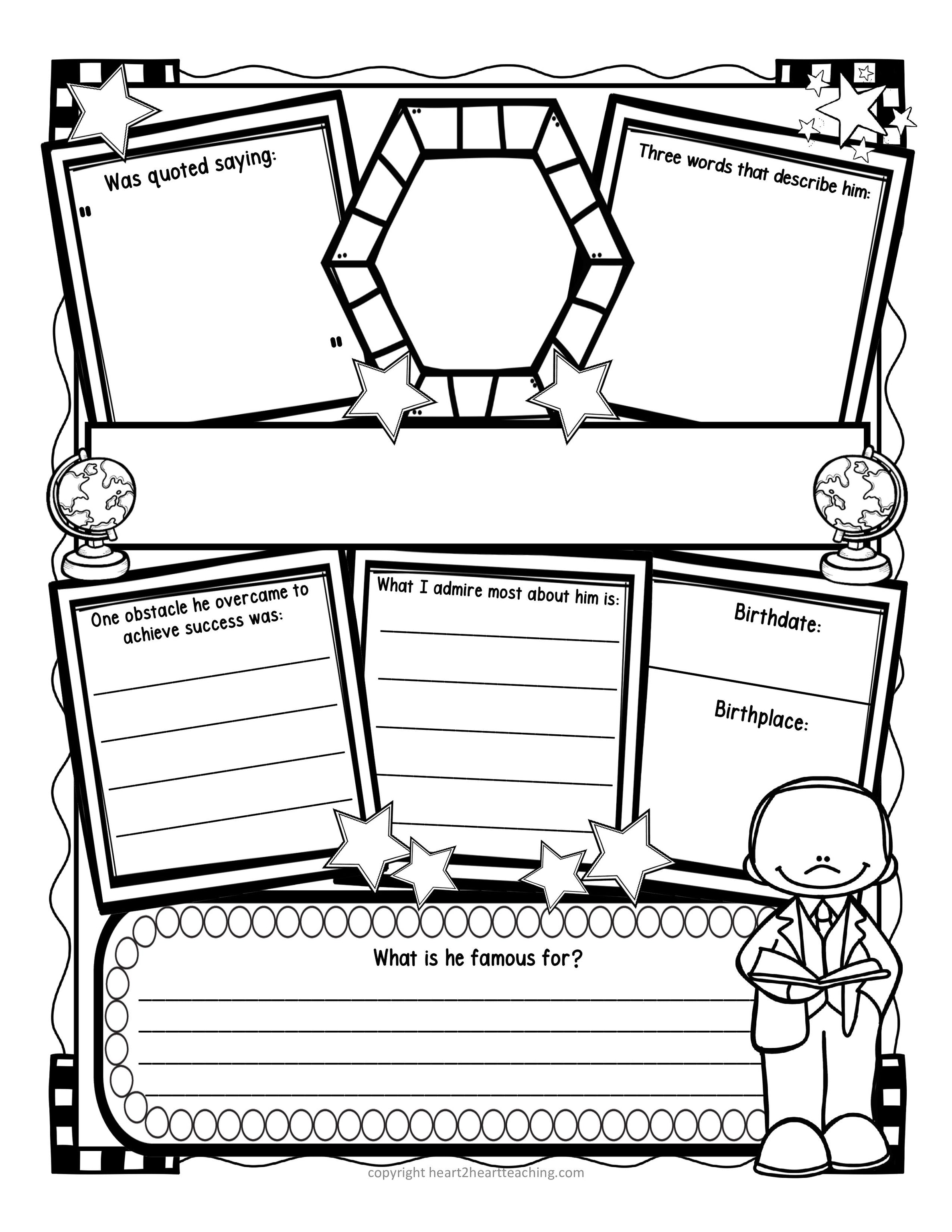 Biography Research Organizers Freebie – Heart 2 Heart Teaching