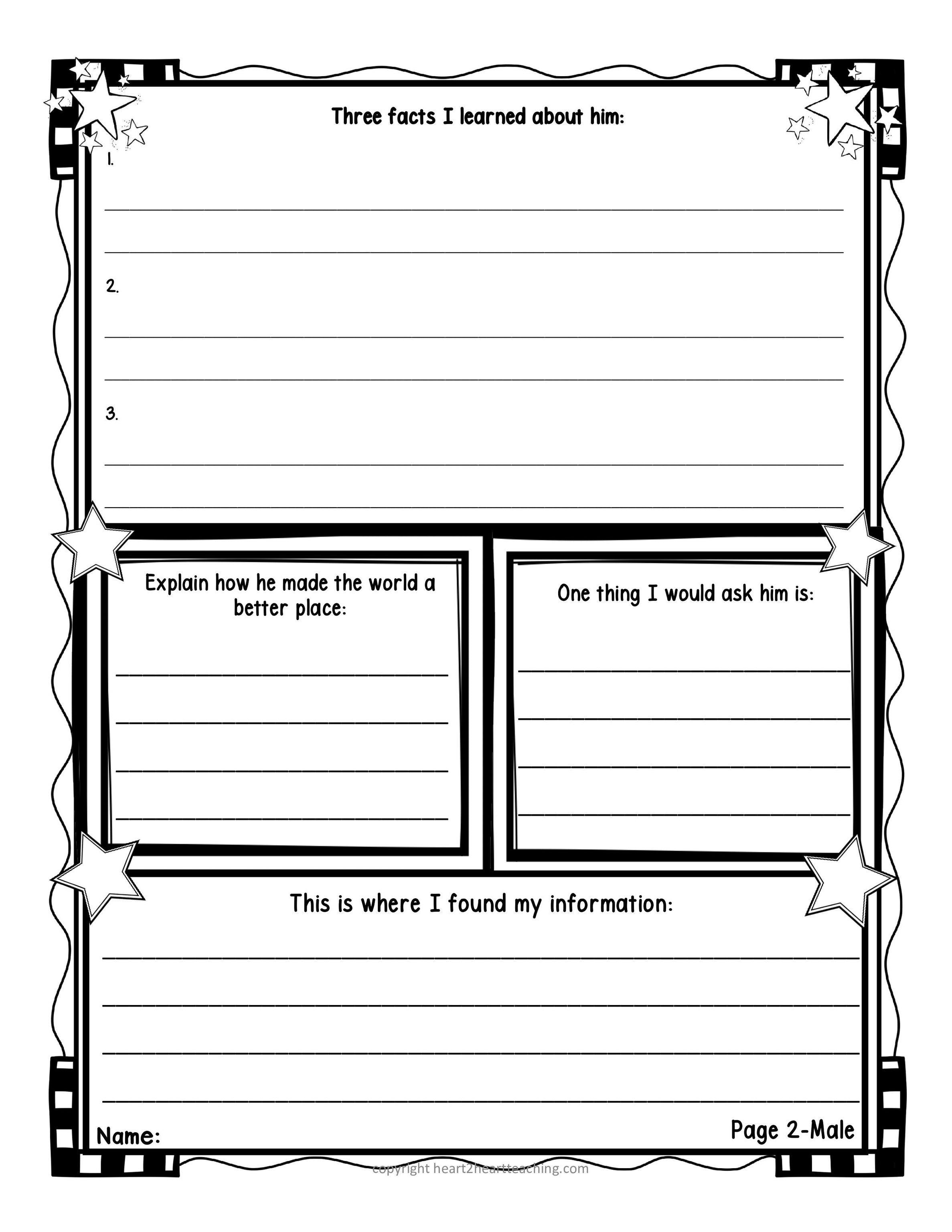 Biography Research Organizers Freebie – Heart 2 Heart Teaching